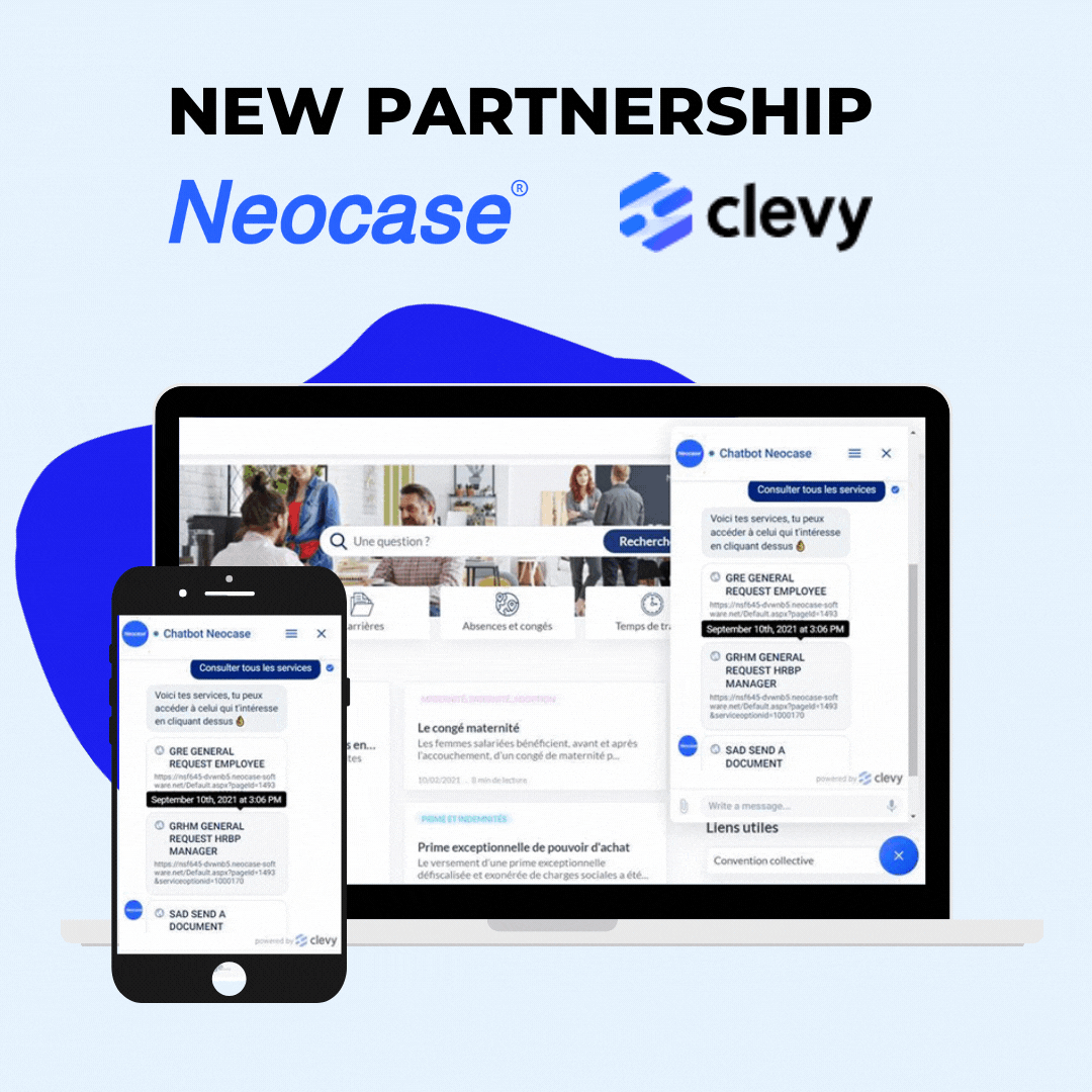 Partenariat : l’agent conversationnel EVA de Clevy intégré aux solutions RH de Neocase